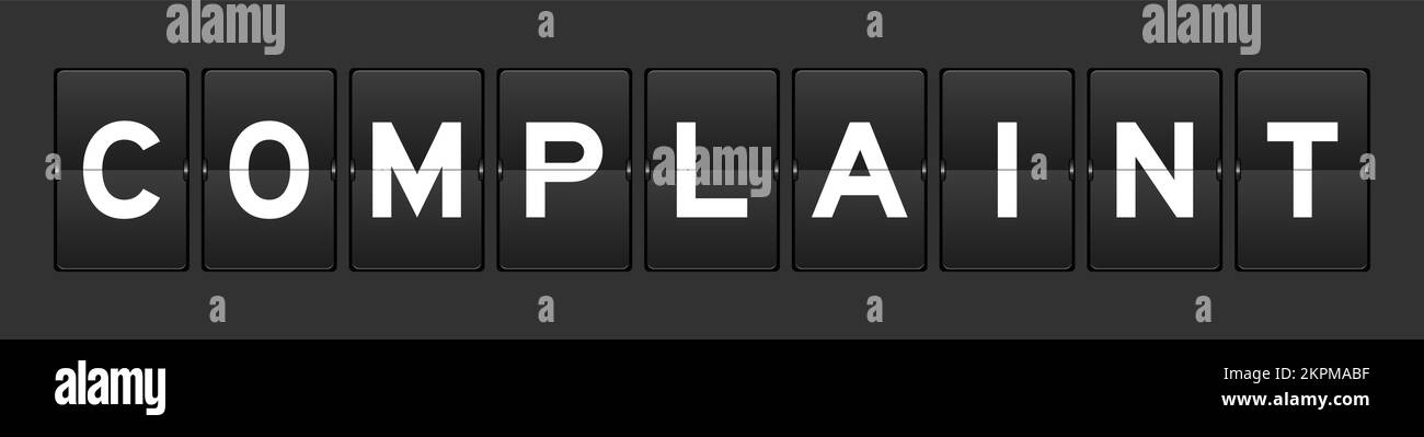Black color analog flip board with word complaint on gray background ...