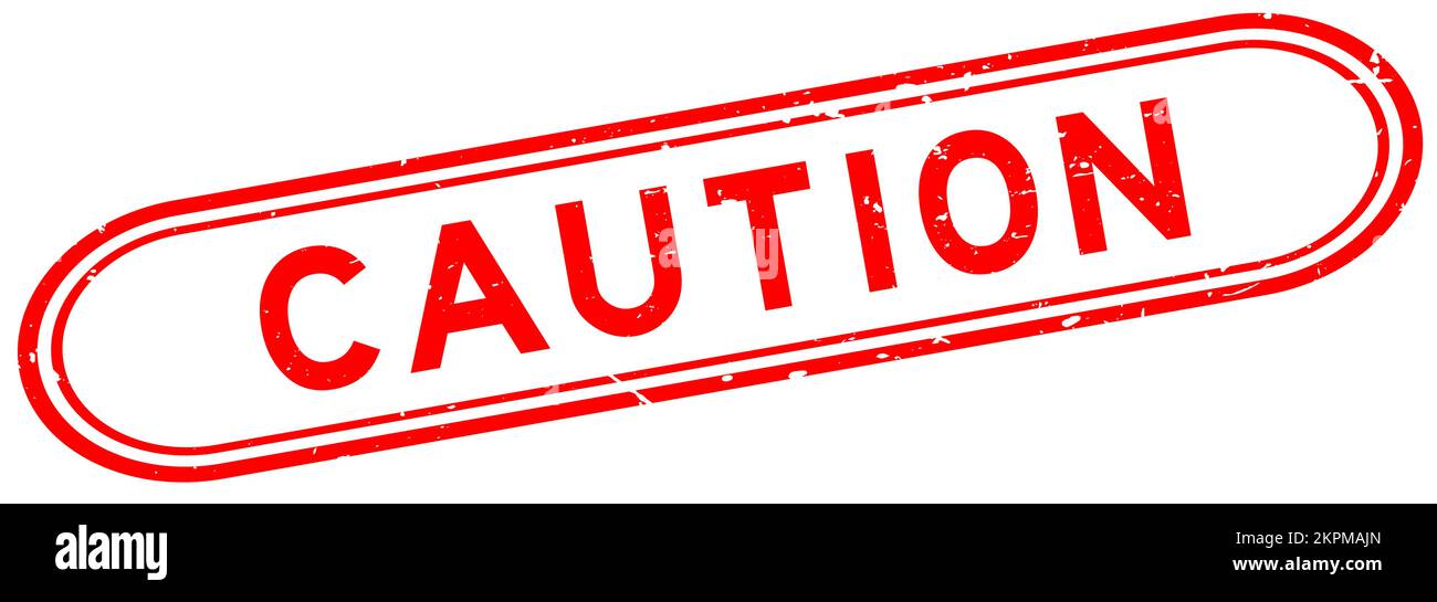 Grunge red caution word rubber seal stamp on white background Stock ...