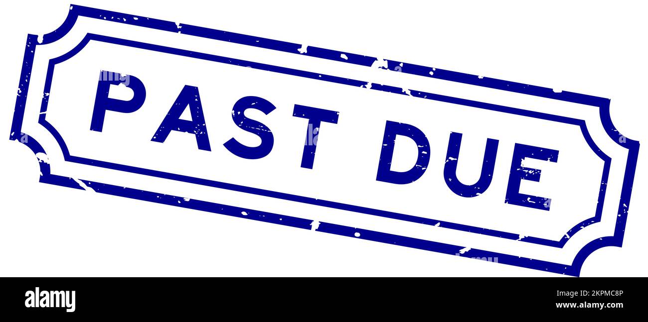 Grunge blue past due word rubber seal stamp on white background Stock ...