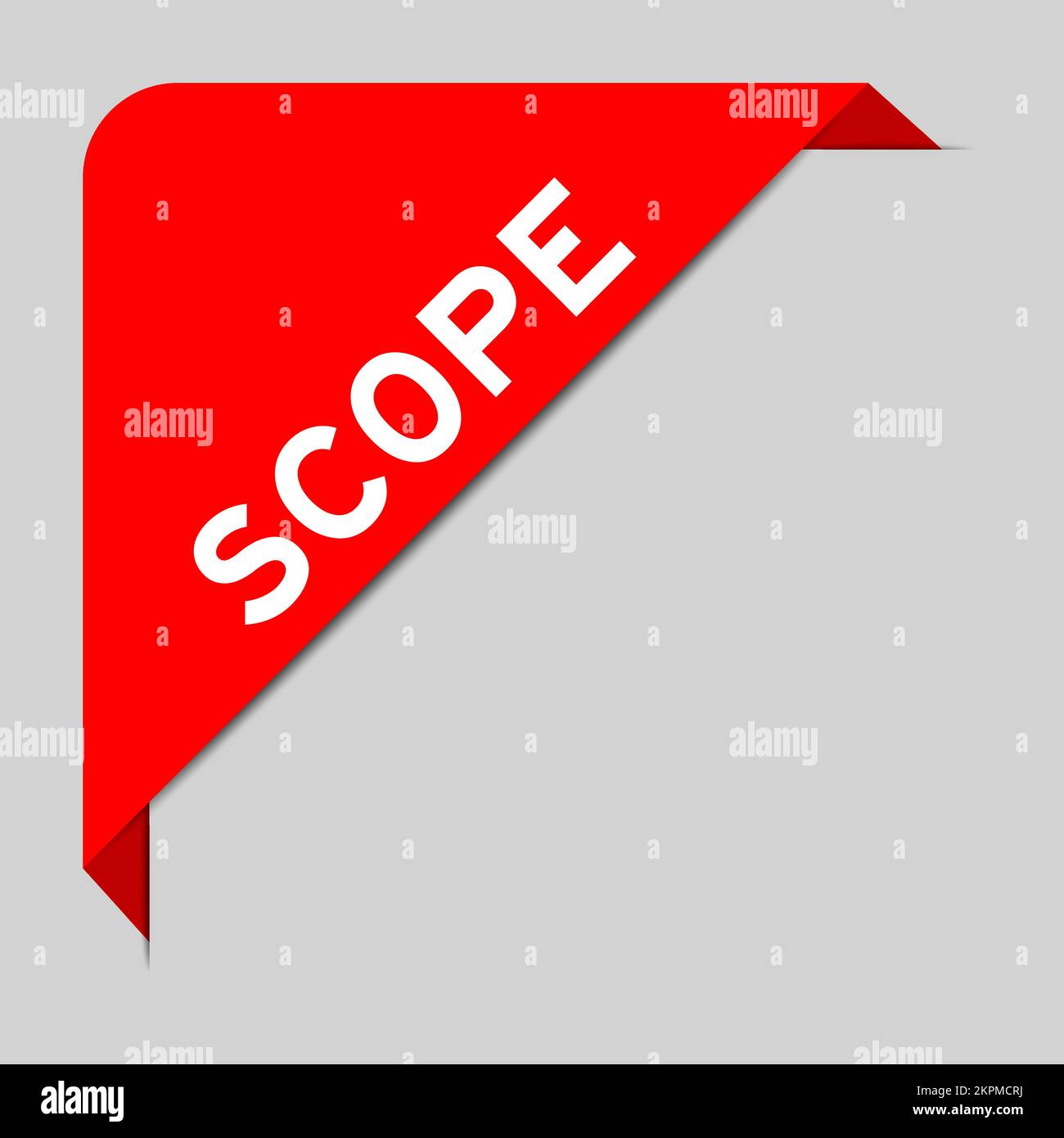 Red color of corner label banner with word scope on gray background ...