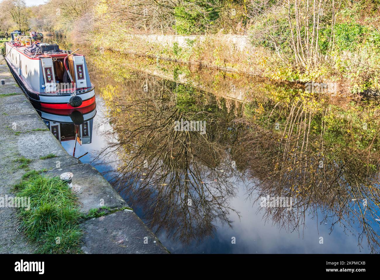 Reflections in the water on the Leeds & Liverpool canal, up beyond ...