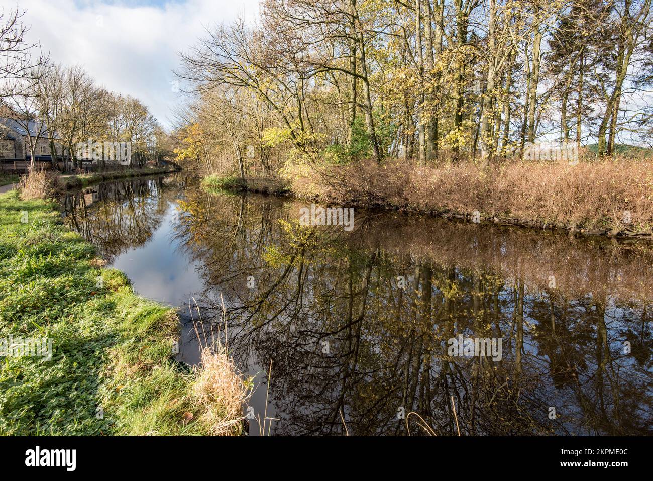Reflections in the water on the Leeds & Liverpool canal, up beyond ...