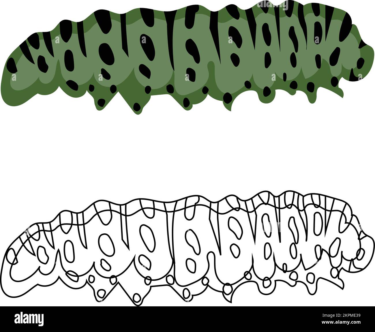The editable stickers of colored and non-colored Caterpillar over a ...