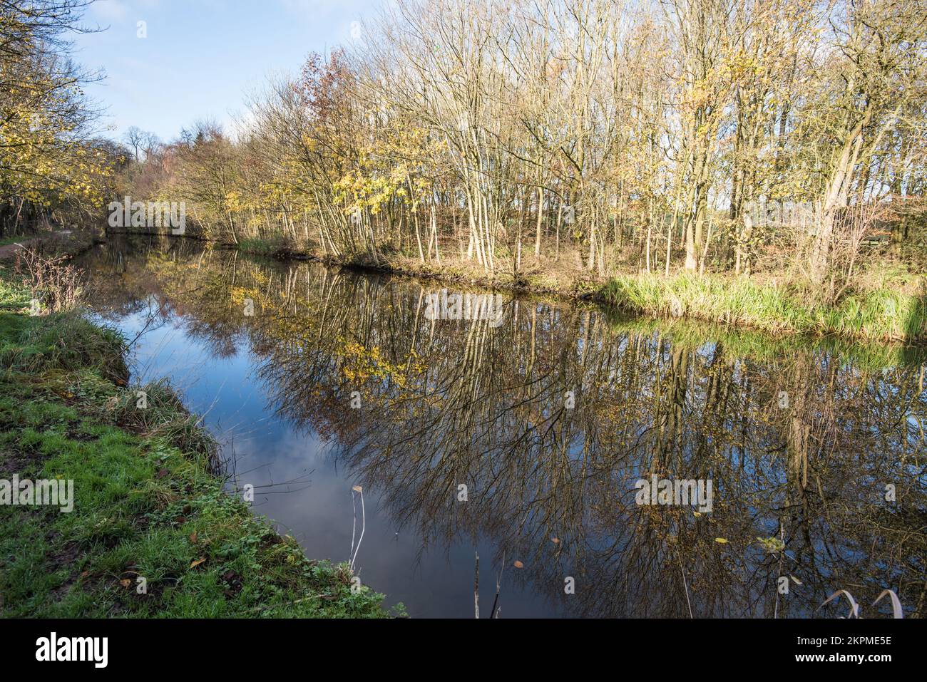 Reflections in the water on the Leeds & Liverpool canal, up beyond ...