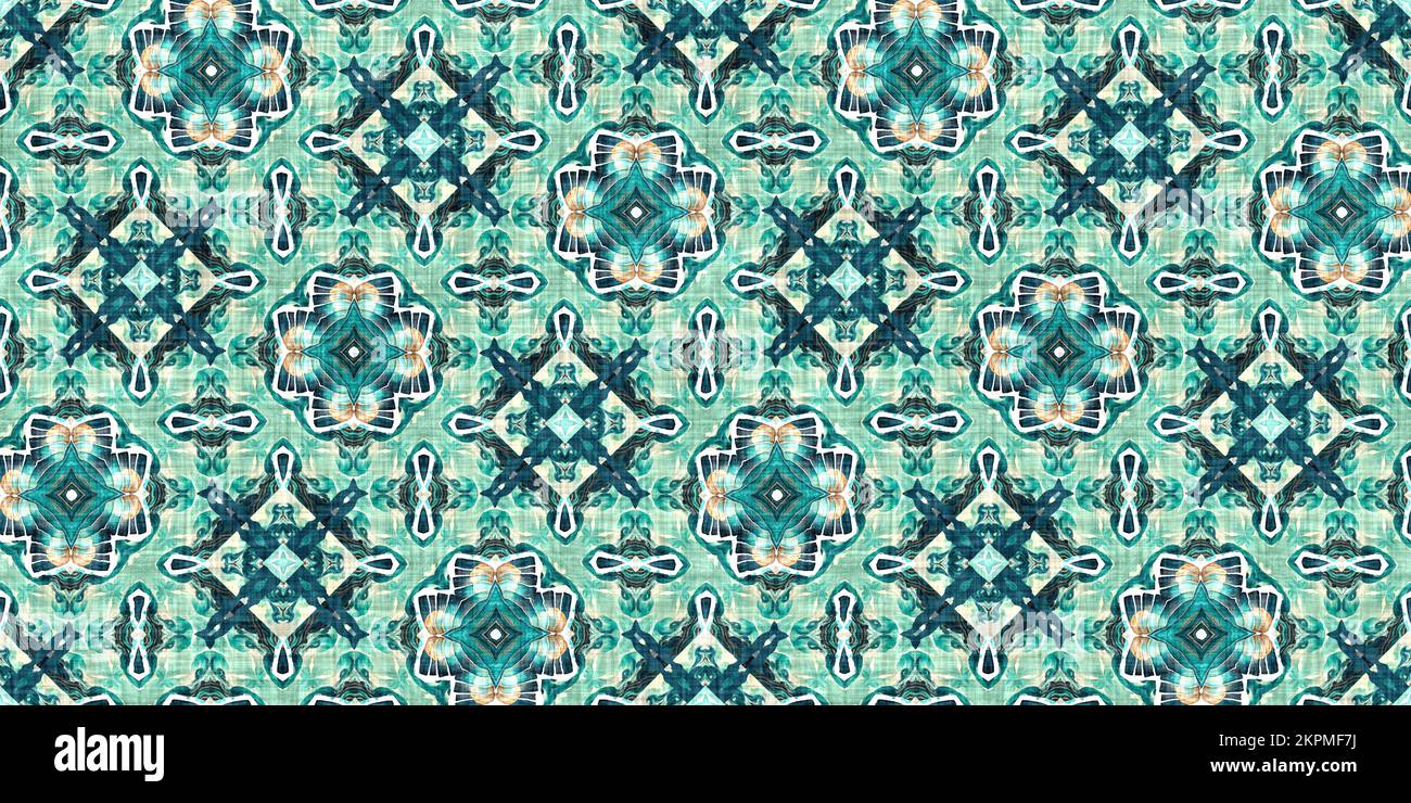 Teal beach house border in coastal style patchwork pattern. Modern ...