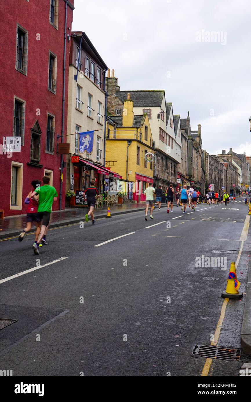 Runners going up the Royal Mile competing in the Edinburgh 10K, October ...