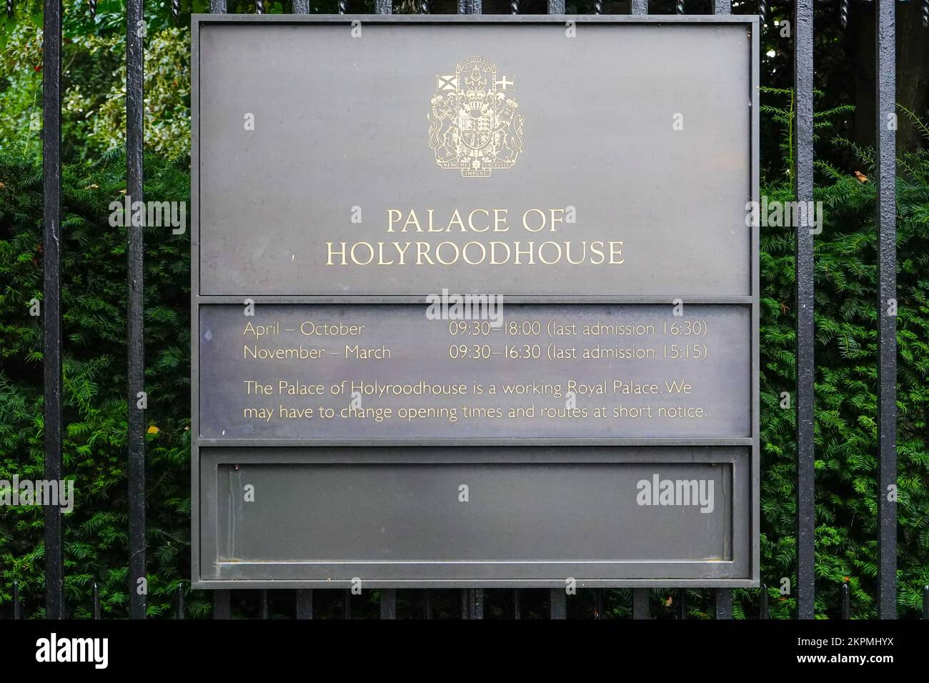 Palace of Holyroodhouse sign, Edinburgh, Scotland, UK Stock Photo - Alamy
