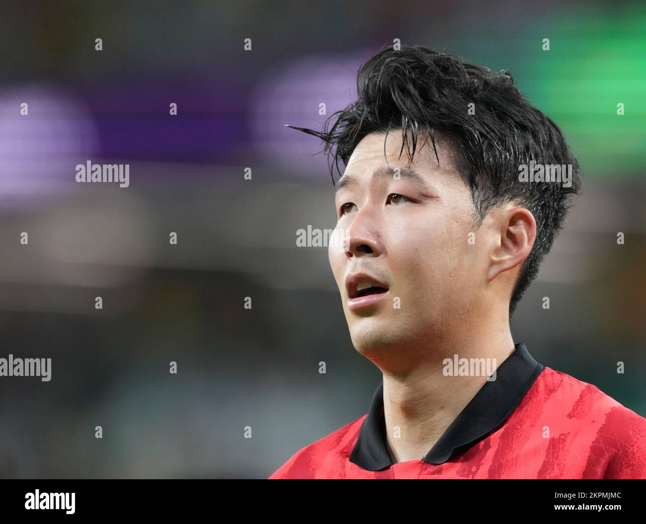 Al Rayyan, Qatar. 28th Nov, 2022. Son Heung-min of South Korea looks on ...