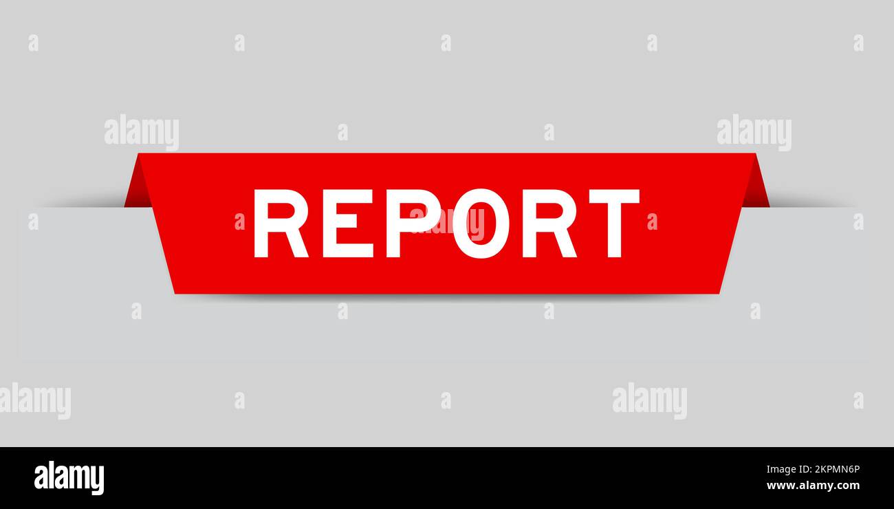 Red color inserted label with word report on gray background Stock ...