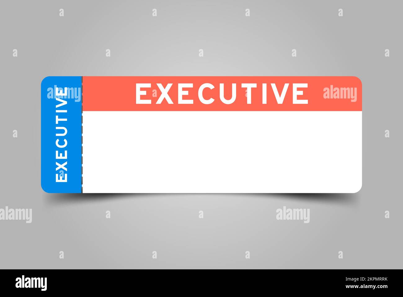 Blue and orange color ticket with word executive and white copy space ...