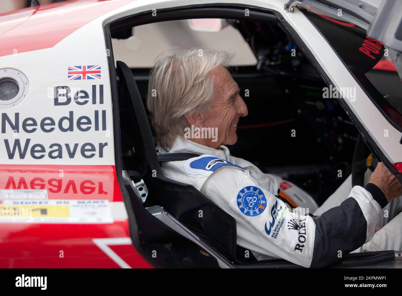 Dereck Bell sitting in the cockpit of the Richard Lloyd Racing, Porsche ...
