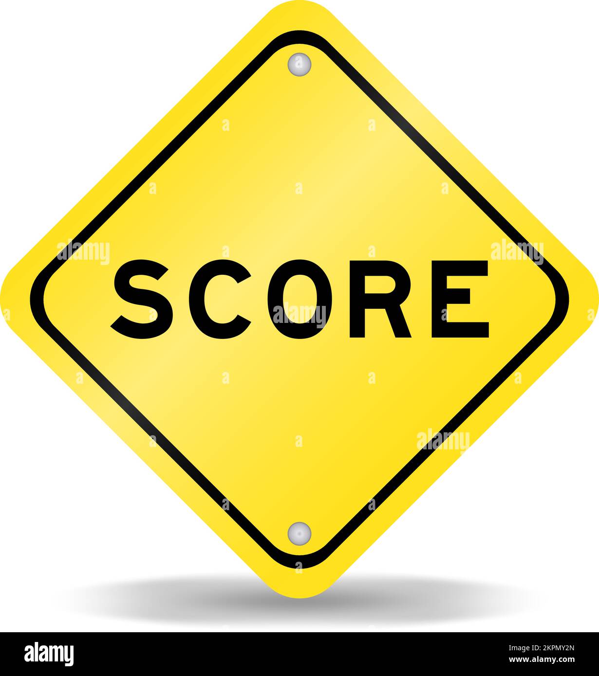 Yellow color transportation sign with word score on white background ...