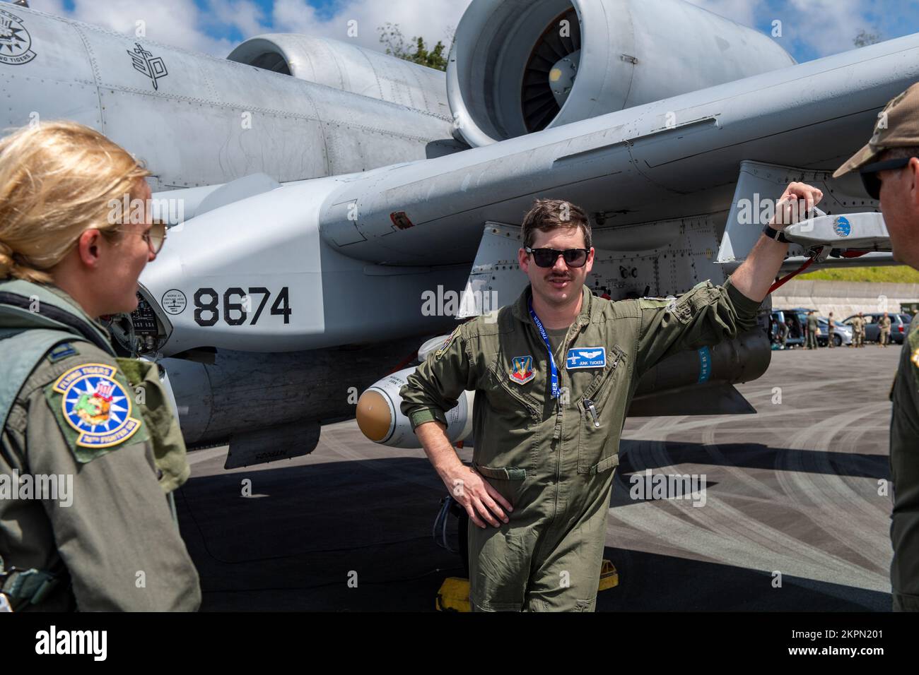 U.S. Air Force Maj. Caleb Tucker, 74th Fighter Squadron pilot, stands ...