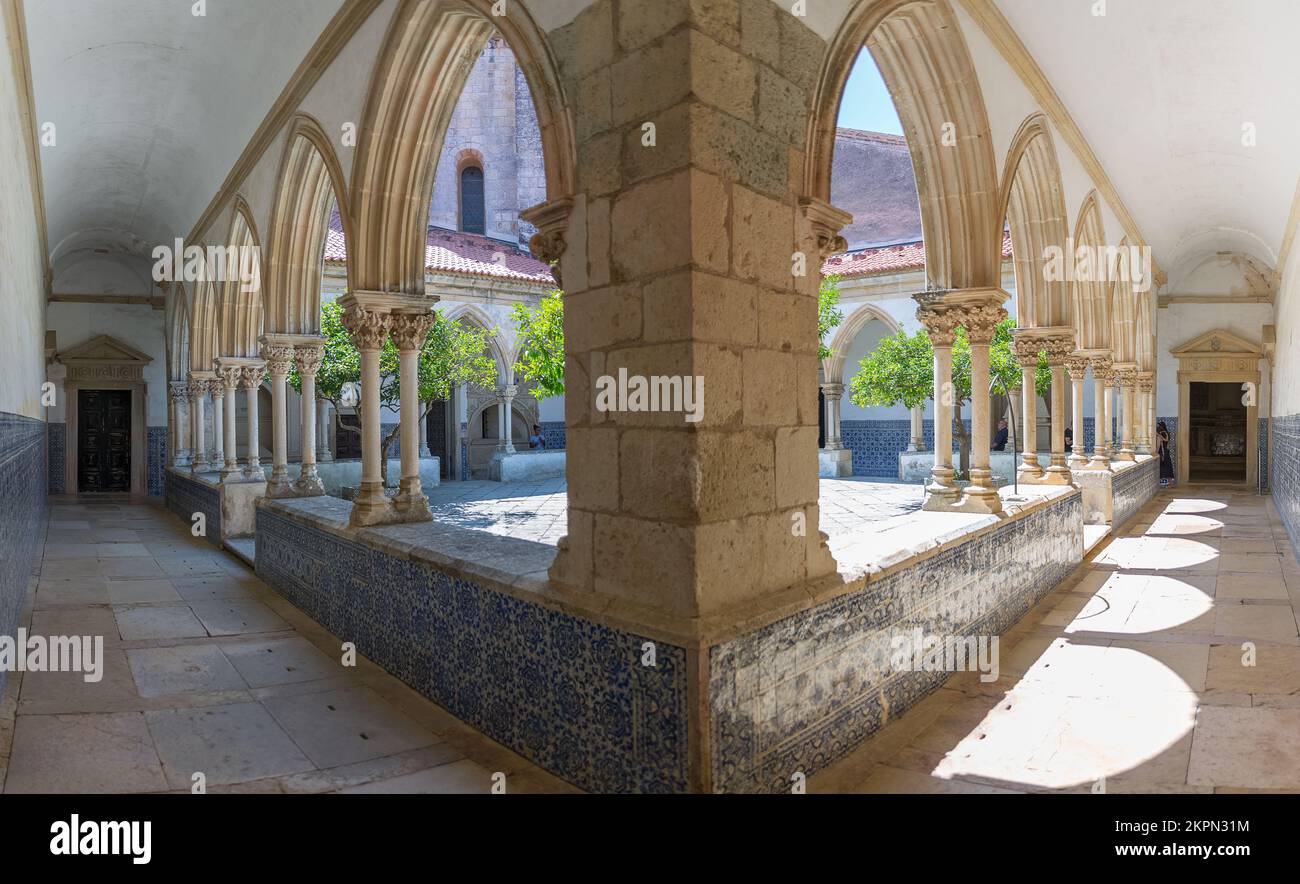 Tomar Portugal - 08 09 2022: Panoramic view at the ornamented ... Tomar Portugal - 08 09 2022: Panoramic view at the ornamented ...