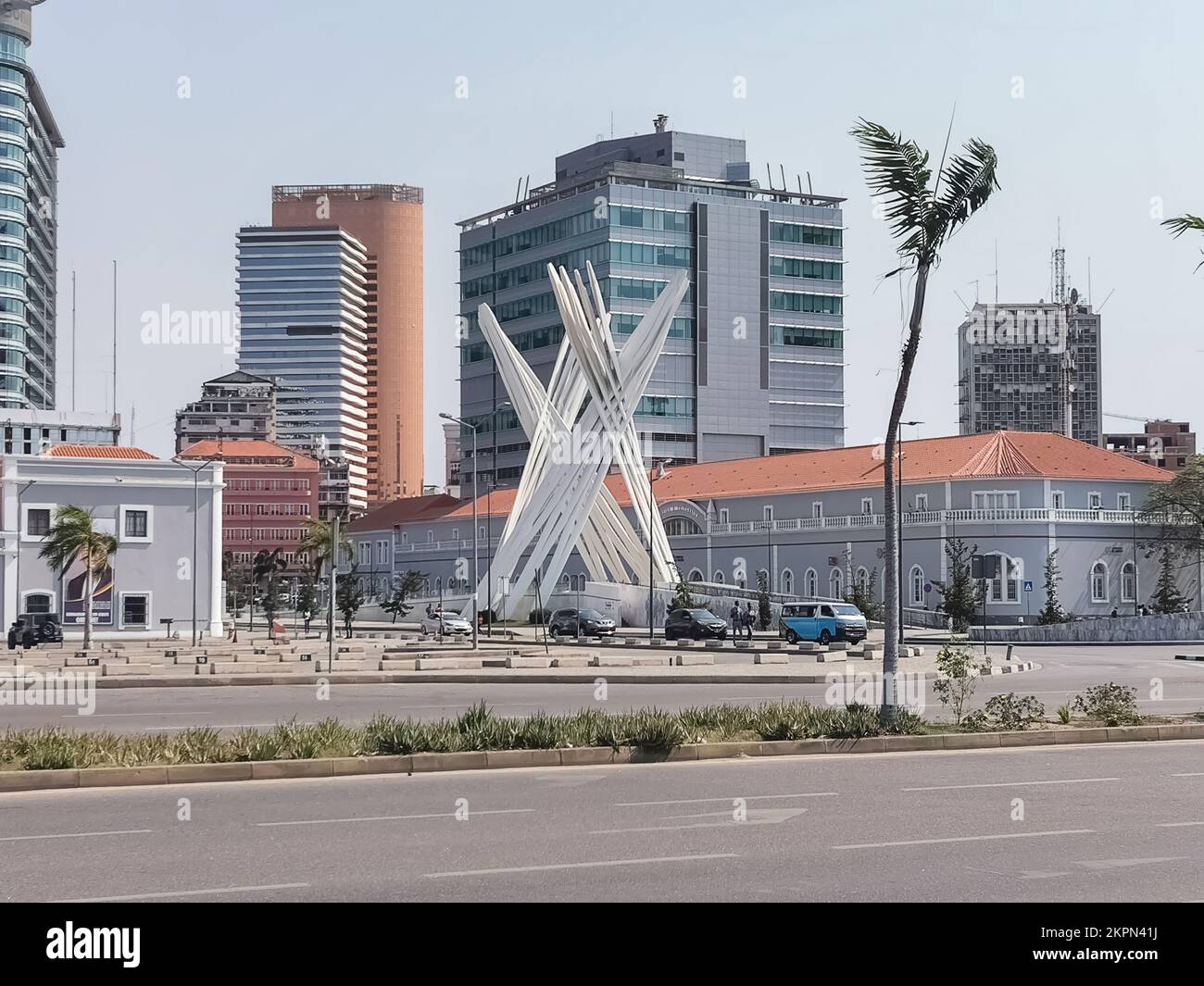 Luanda Angola - 09 17 2022: View at the Luanda marginal, Sonangol head ...