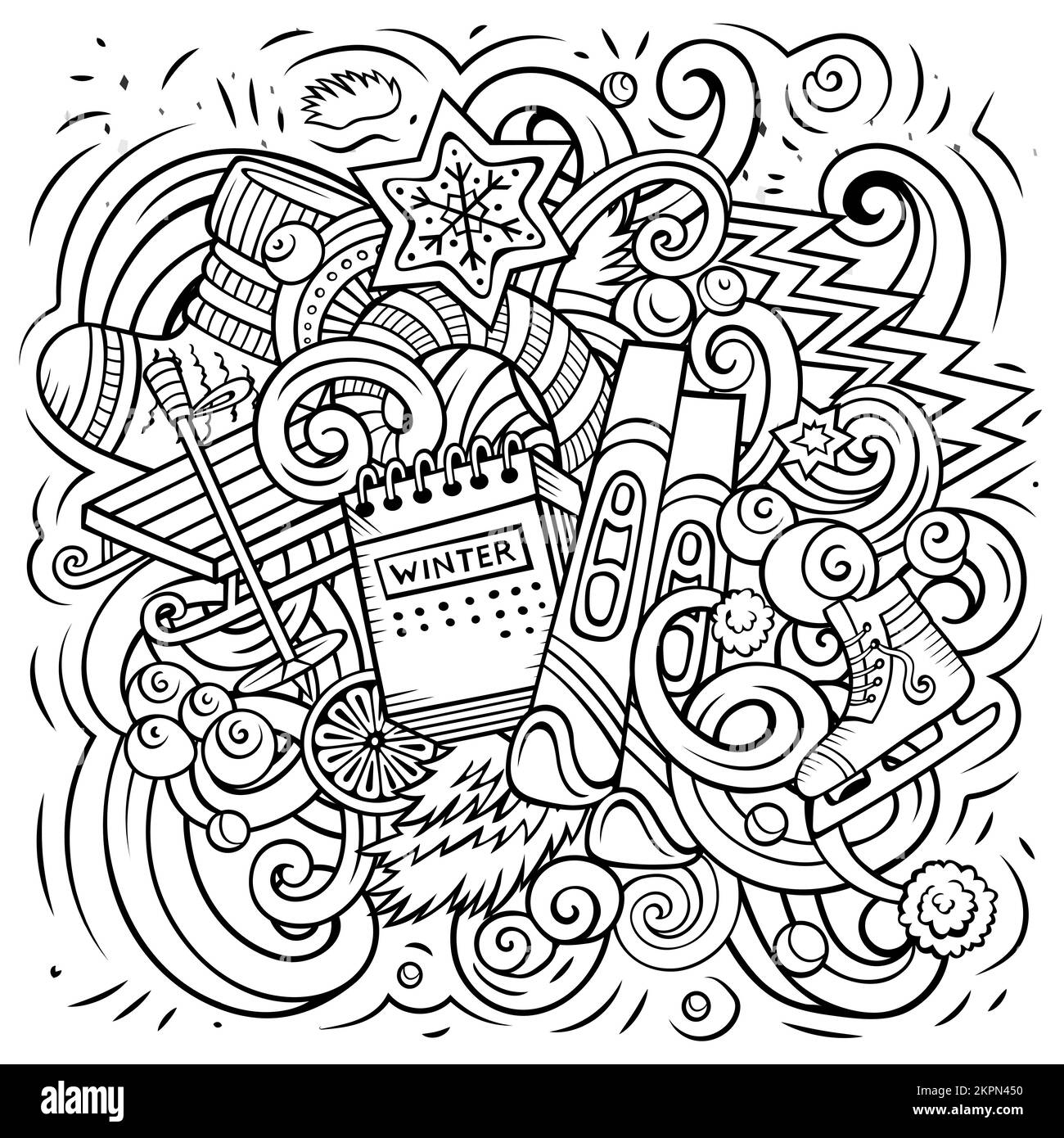 Cartoon vector doodles Winter illustration Stock Vector Image & Art - Alamy