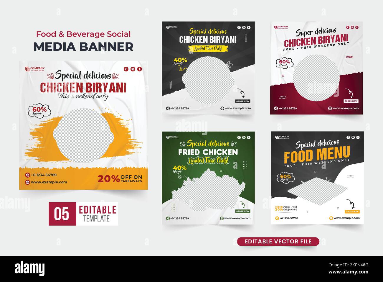 Food and beverage social media post set vector for digital marketing ...