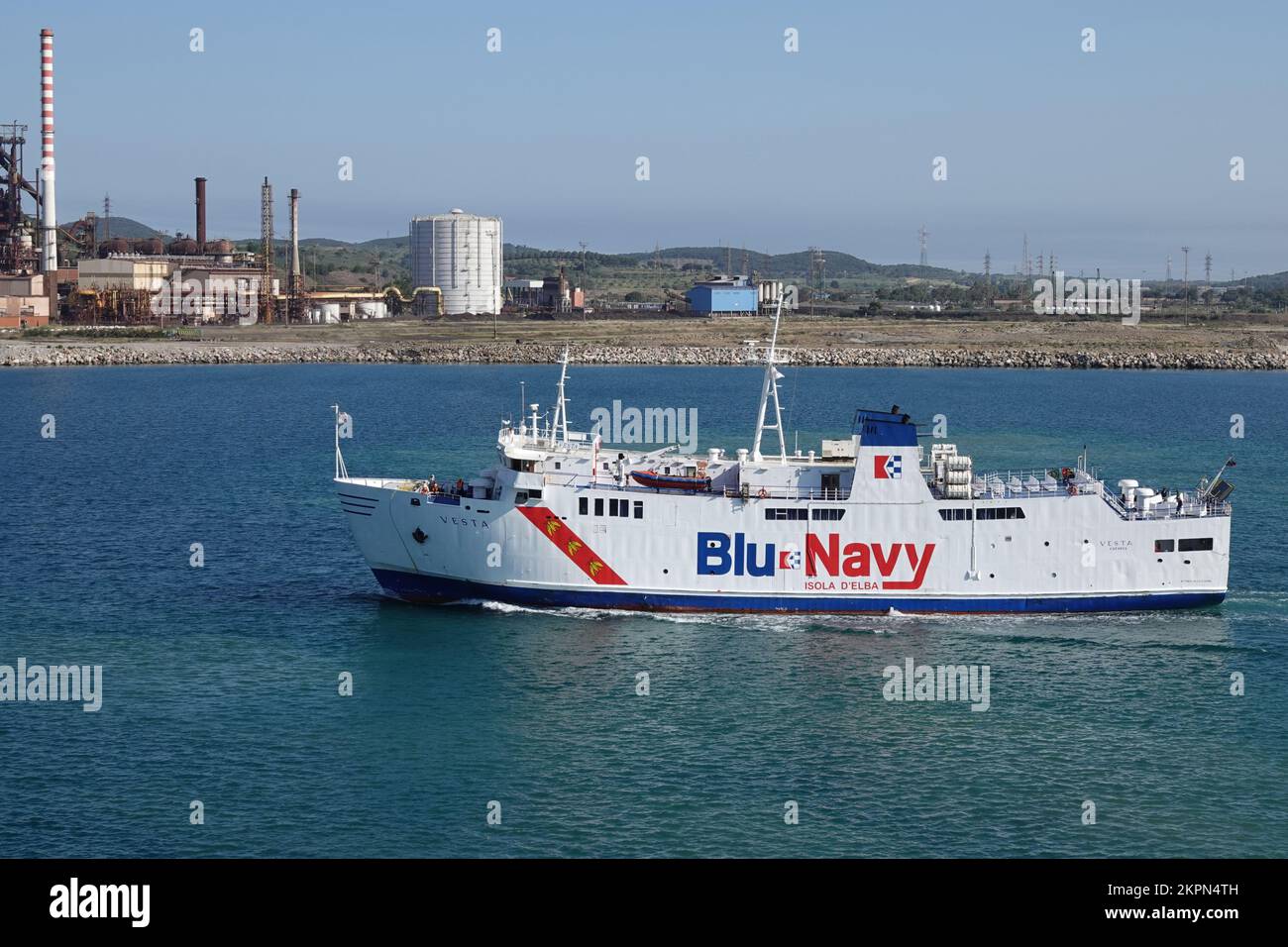 Blu Navy ferry at Piombino Port, Italy Stock Photo - Alamy