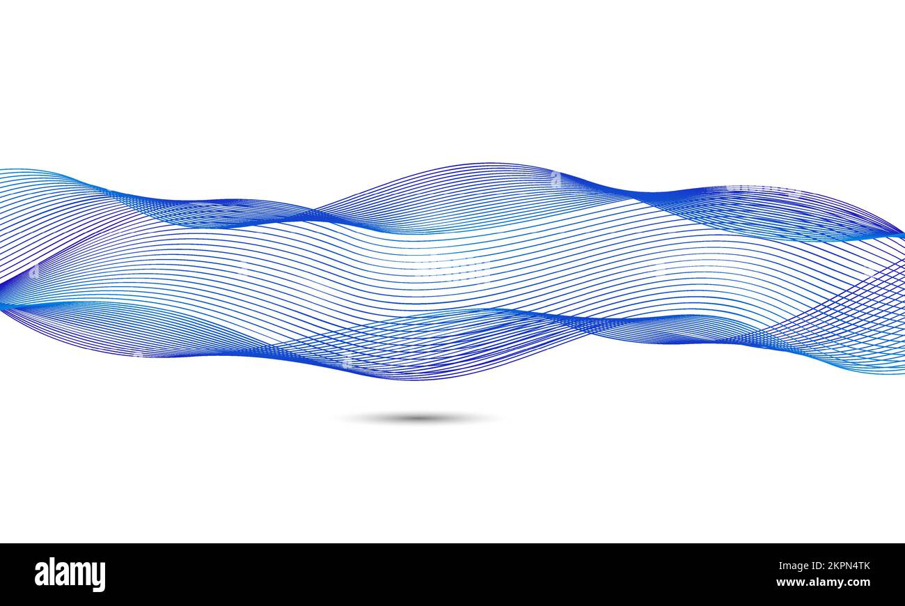 The vector of blue lines creates a wavy shape over the white background ...