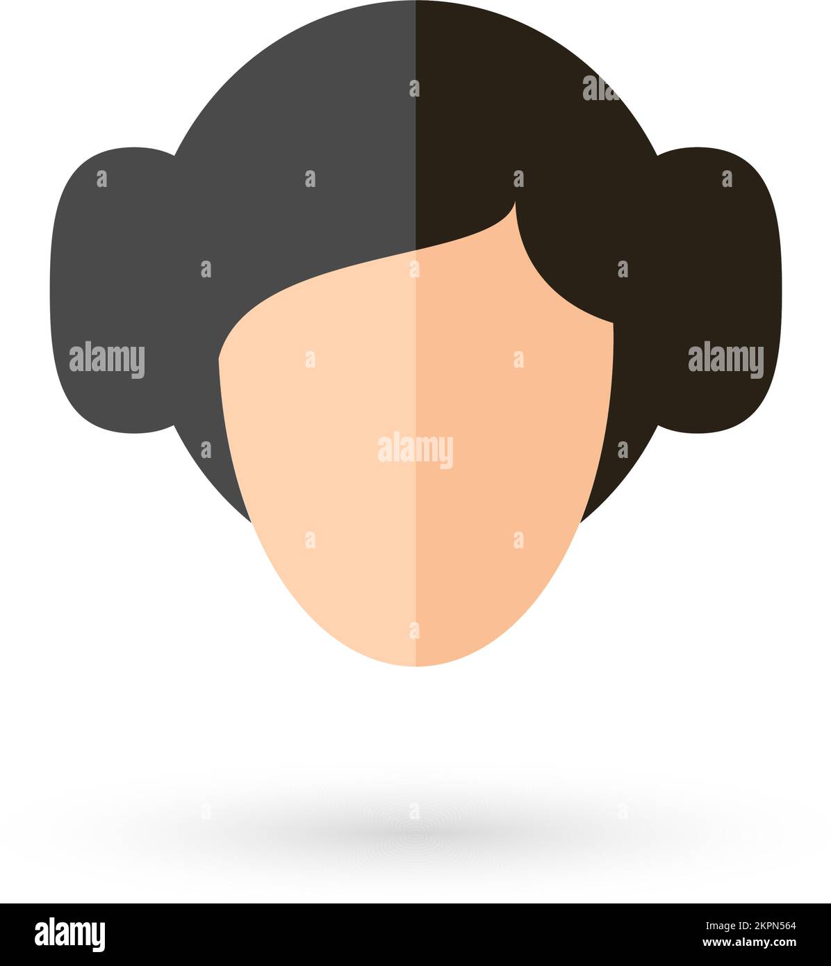 Woman Faceless Person Head Avatar Icon with Black Hairstyle. Isolated ...