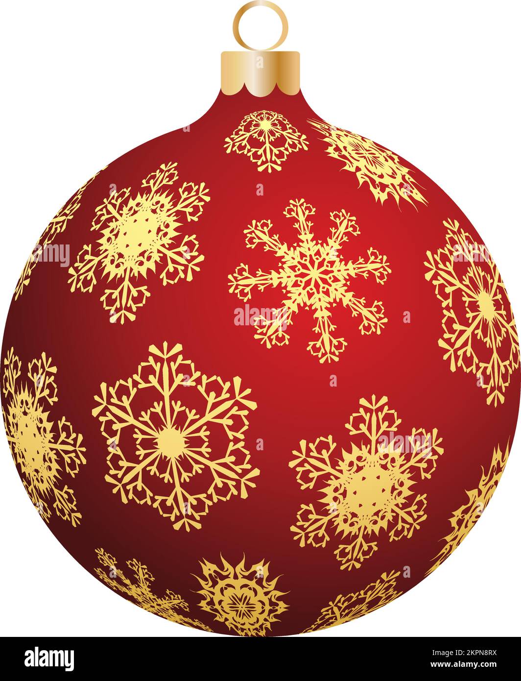 Christmas decoration red glass ball with snowflakes ornate. Festive ...