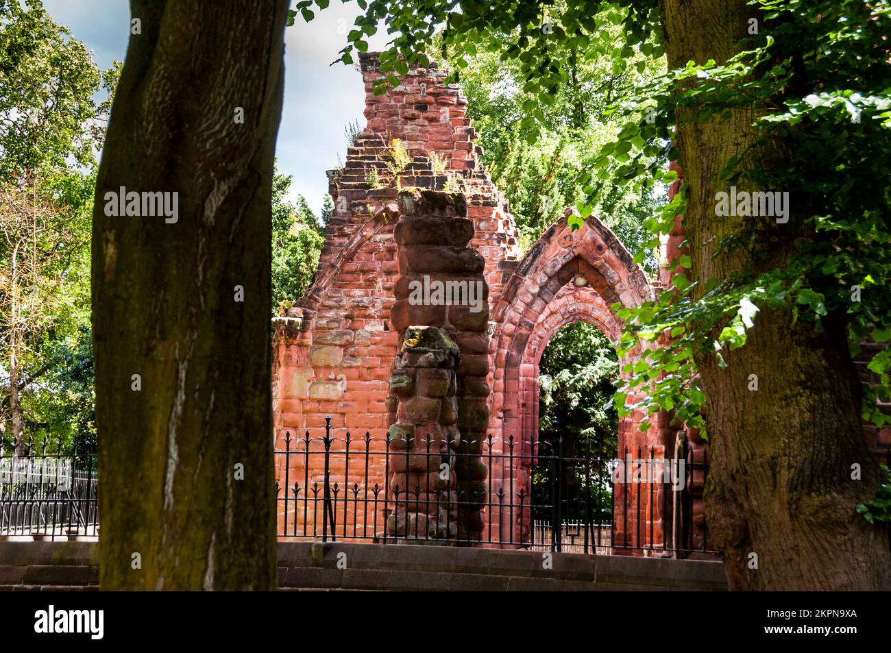 The Roman Garden in Chester England is full of plants and ancient ...