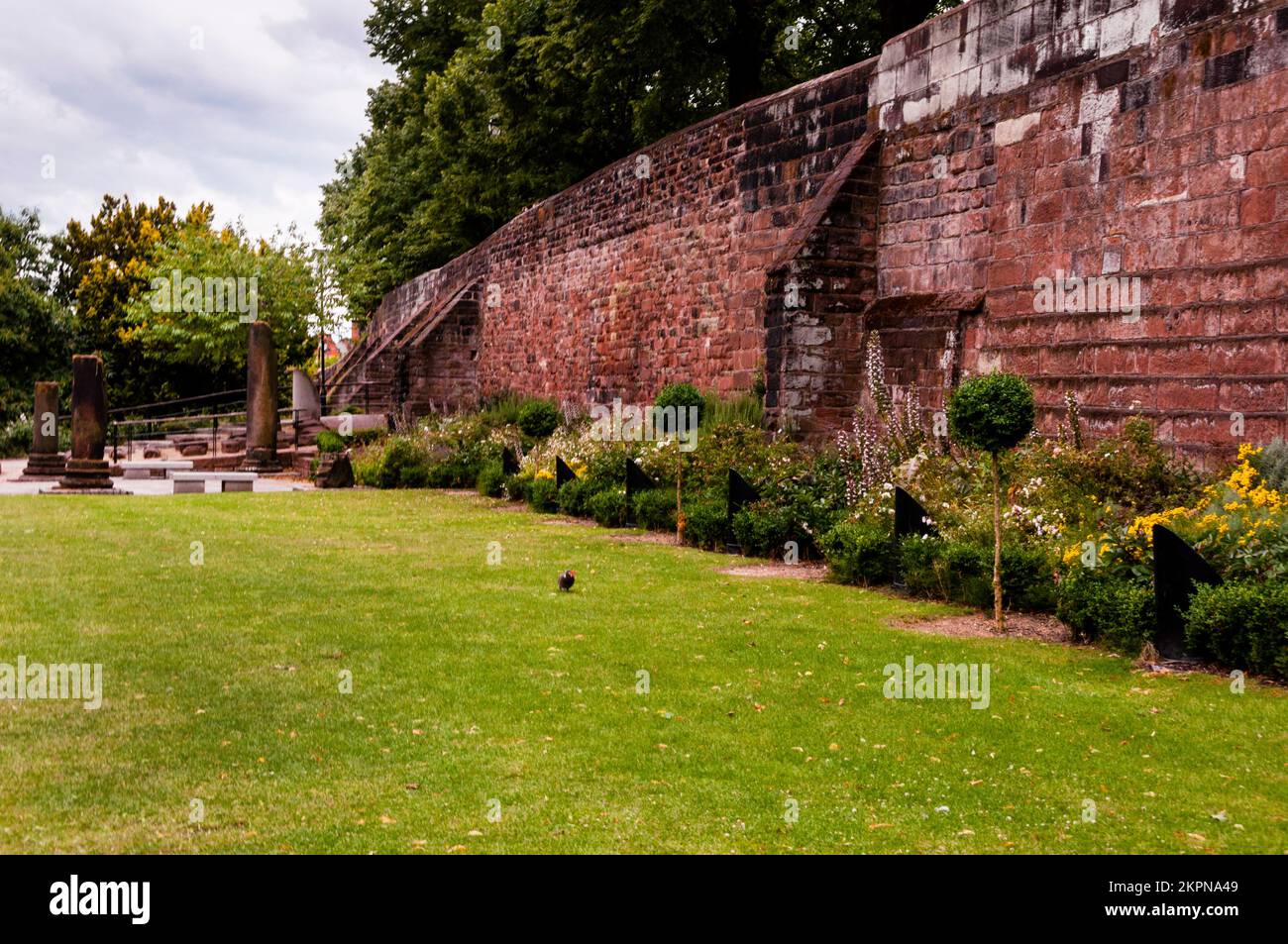 The Roman Garden in Chester England full of plants and ancient ...