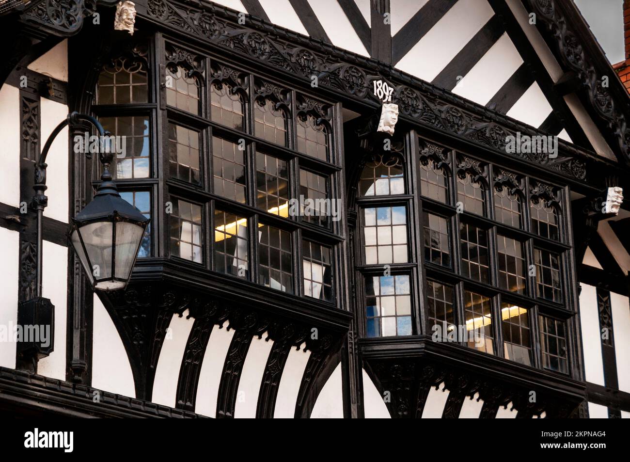 Black-and-white Revival timber frame in the English town of Chester ...
