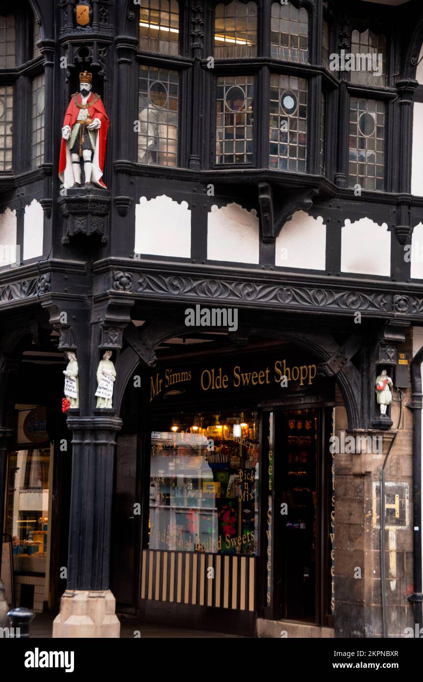 Black-and-white Revival timber frame in the English town of Chester ...