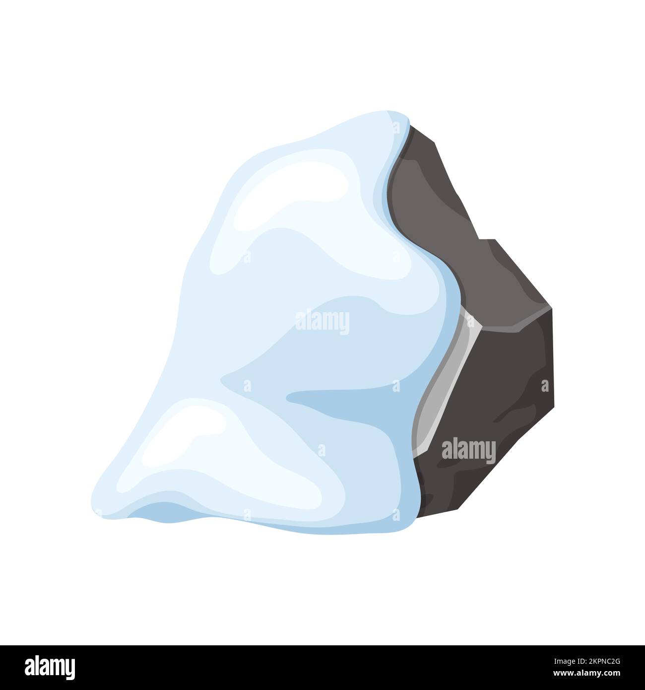 Stone and rock in snow. Snowy mountains in cartoon, heap of boulders in ...