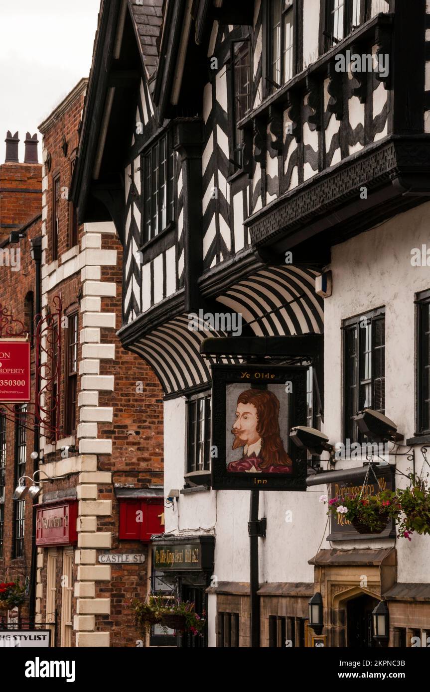 Black-and-white Revival timber frame in the English town of Chester ...