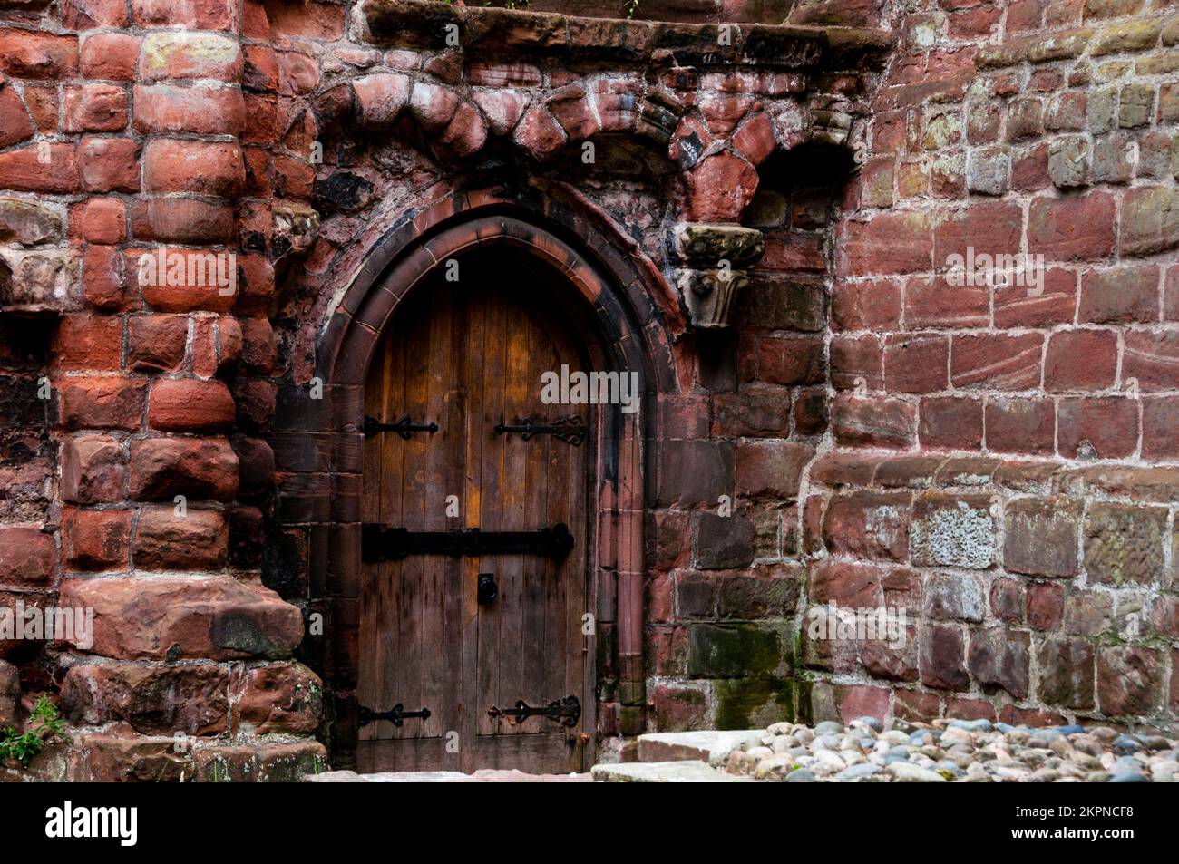 Medieval Gothic door at the ruins of St. John's Church in Chester ...