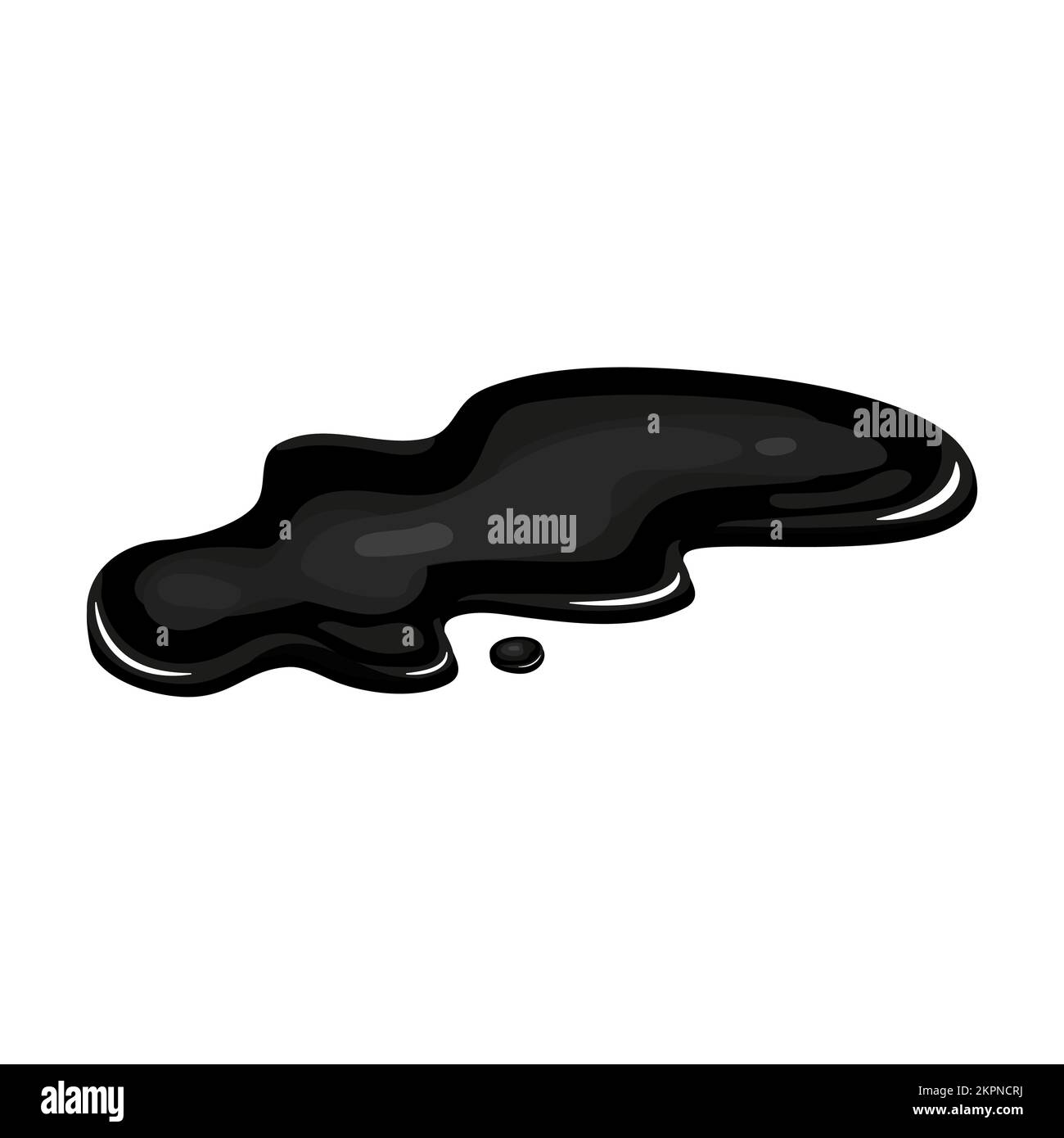 Oil puddle, slick spill cartoon art isolated. Drop stain black gas ...