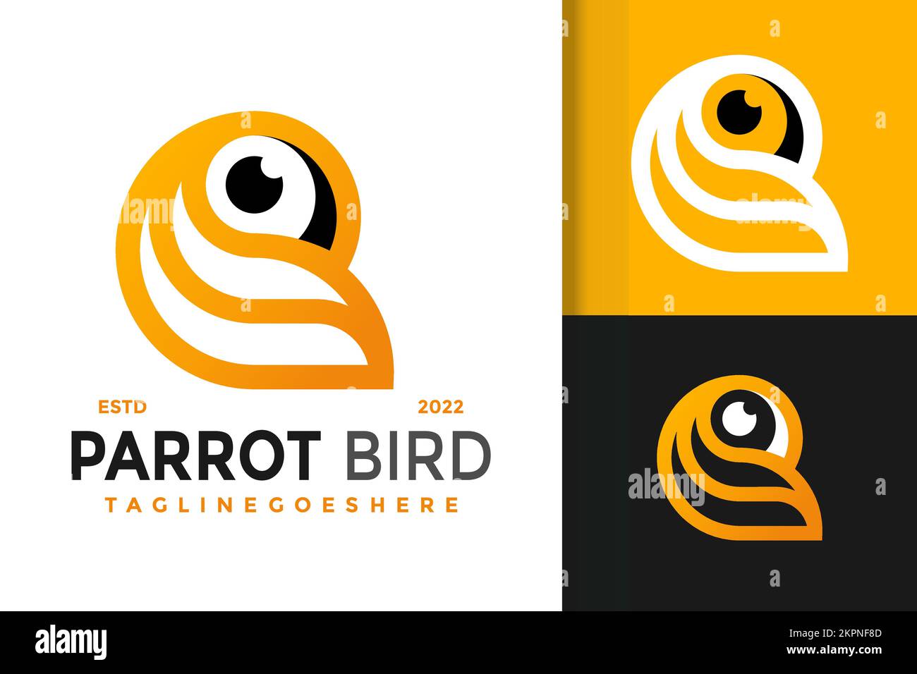 A parrot bird logo vector design with an editable title, tagline and ...