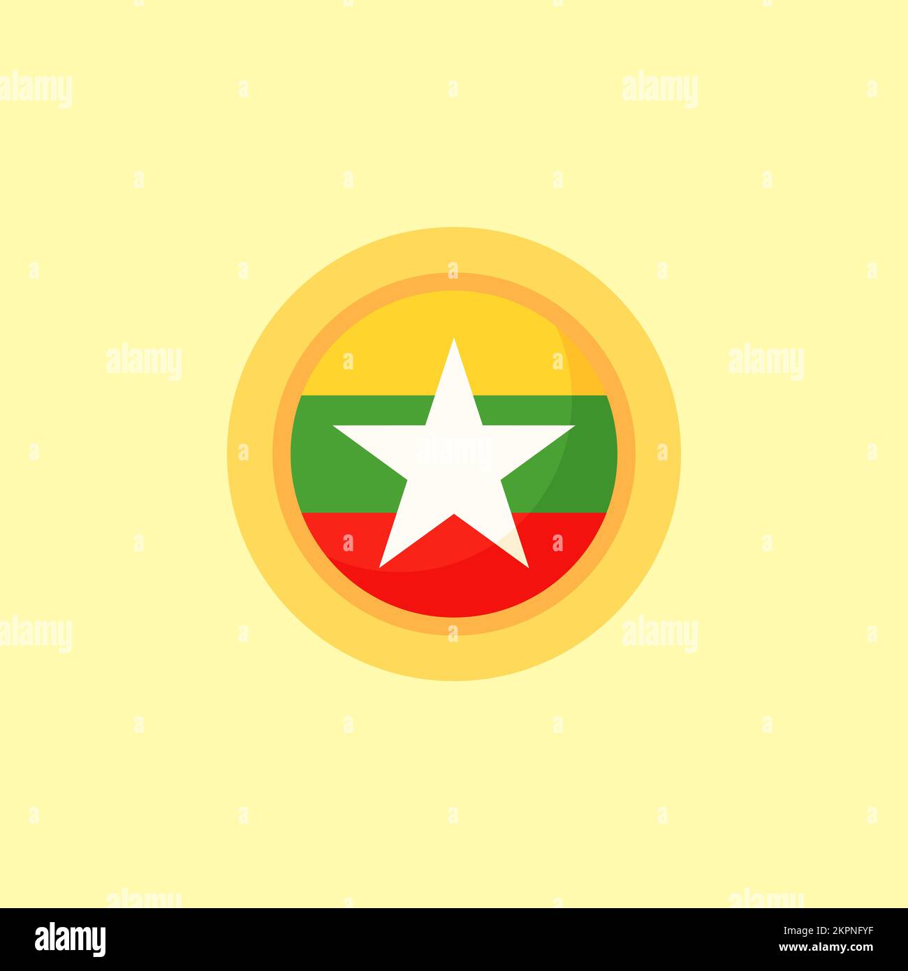 Flag of Myanmar with round frame. Flat design style Stock Vector Image ...