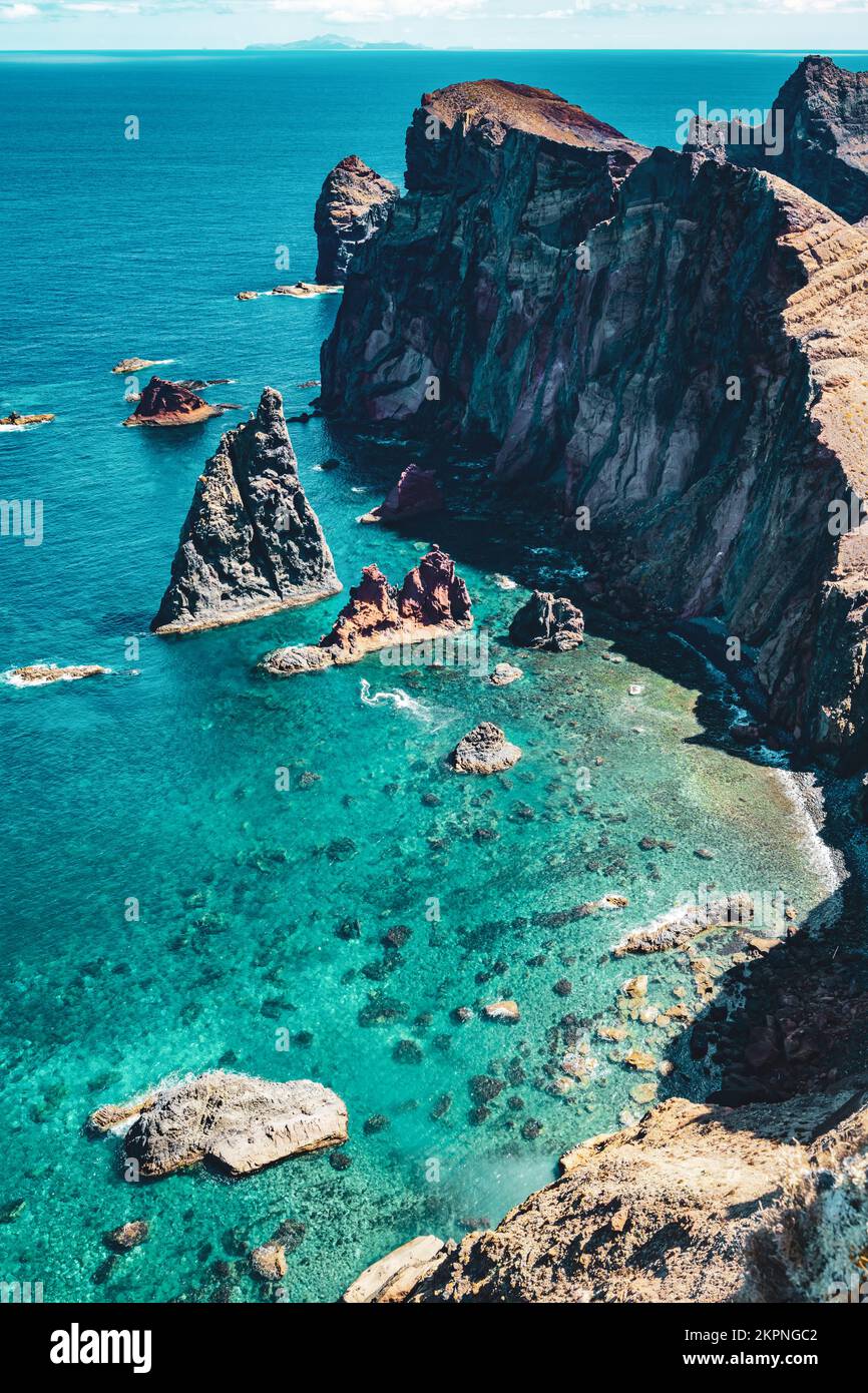 Description: Beautiful view of the turquoise waters of the Madeiran ...