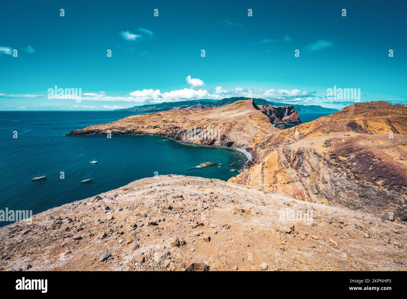 Description: Scenic view on Madeira island photographed from hike trail ...