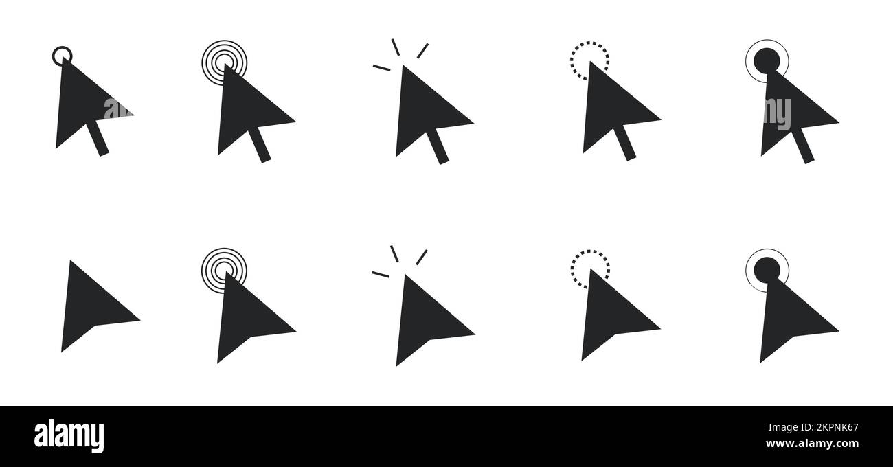 A set of mouse click cursor icons on a white background Stock Vector ...