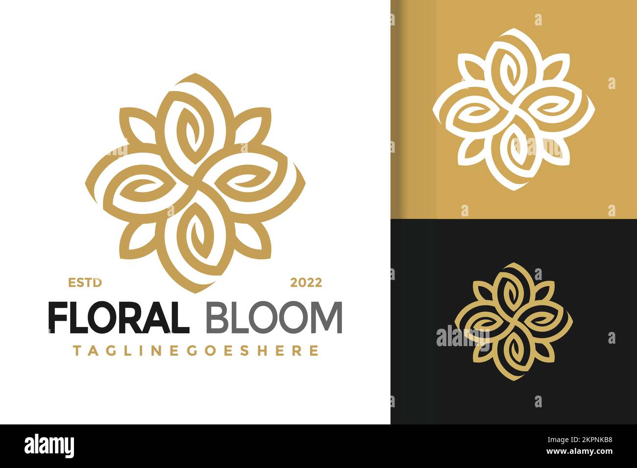 A floral bloom logo vector design with an editable title, tagline and ...
