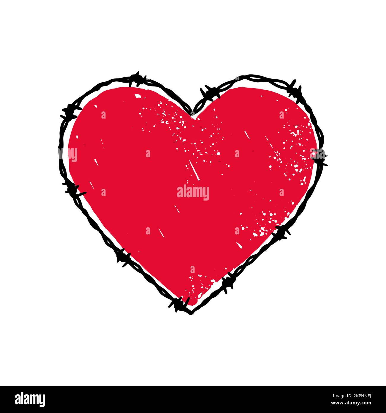 Barbed wire heart shape. Hand drawn vector illustration in sketch style Stock Vector Image & Art ...