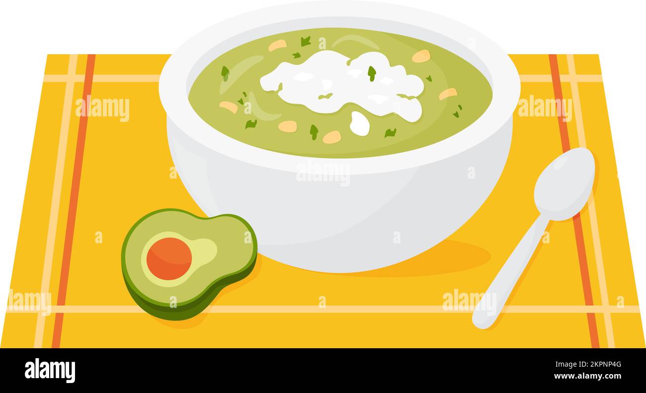 Traditional green mexican soup with avocado. Mexican popular food soup ...