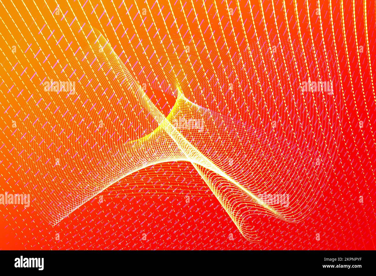 3D illustration and 3D rendering. Colored lights forming a futuristic ...