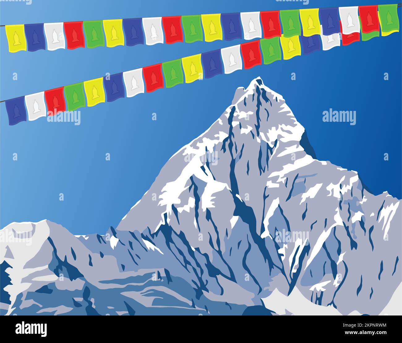 Everest peak with prayer flags Stock Vector Images - Alamy