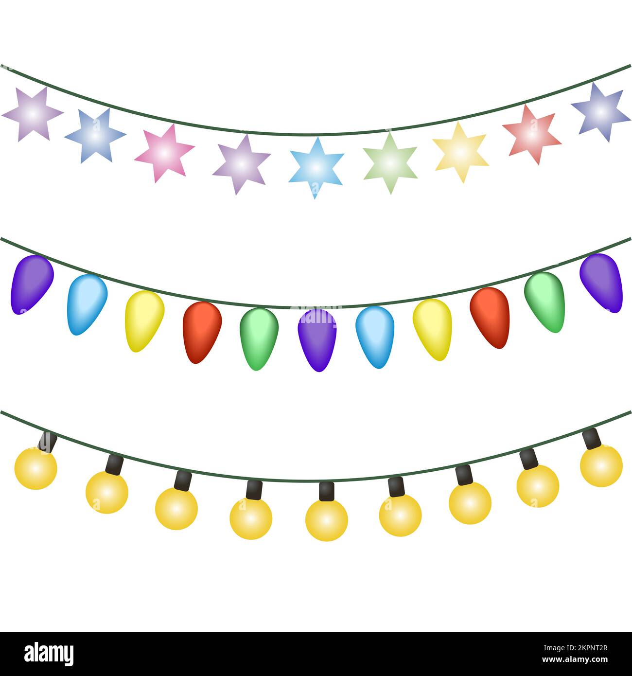 Christmas lights icon vector isolated on white background. Christmas ...