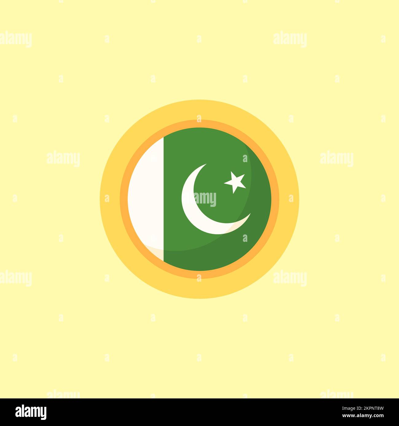 Flag of Pakistan with round frame. Flat design style Stock Vector Image ...