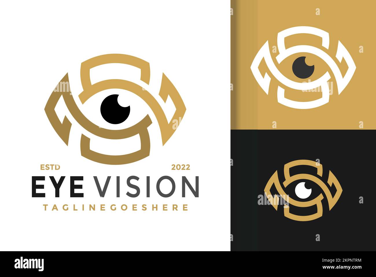 An eye vision logo vector design with an editable title, tagline and ...
