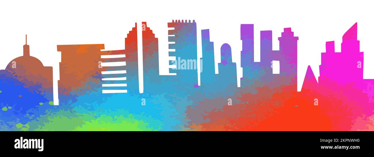 Colored town. Abstract city line. Vector illustration Stock Vector ...