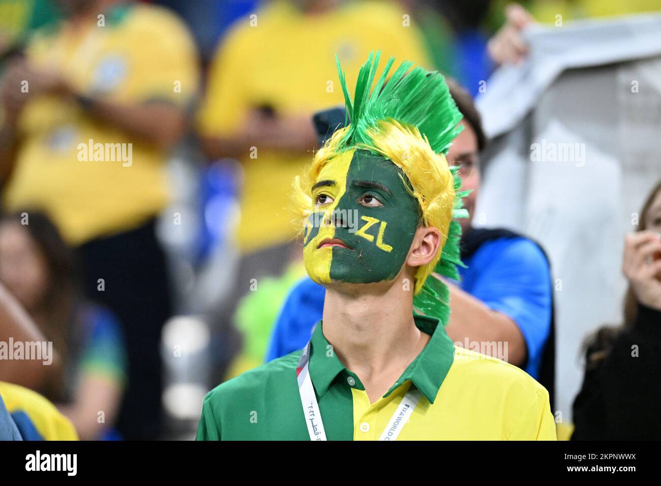 DOHA, CA - 28.11.2022: BRAZIL VS SWITZERLAND - Brazilian fans during a ...