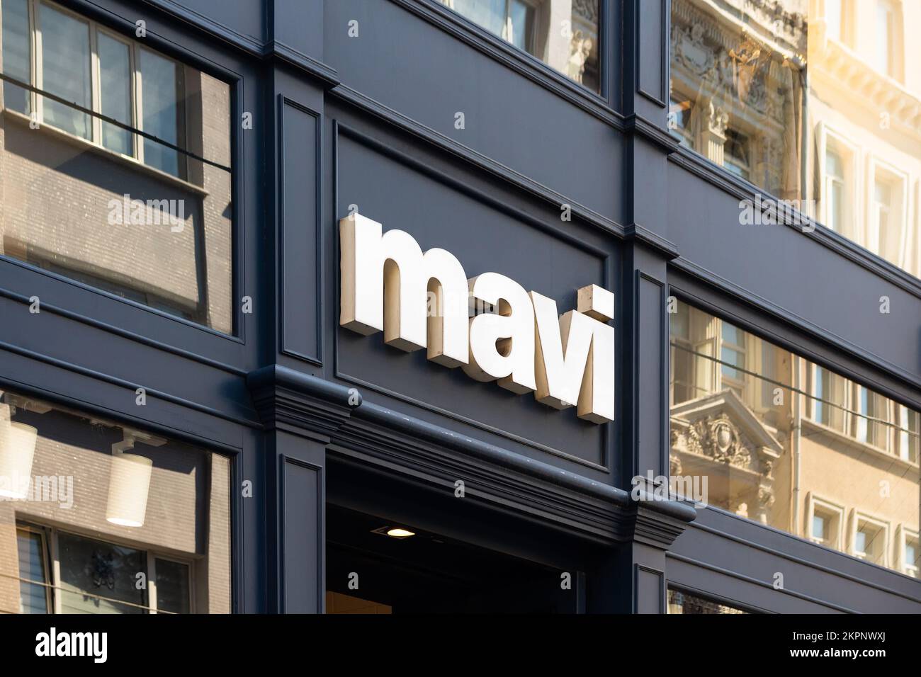 Close up view of Turkish clothing brand's store signage on Istiklal ...