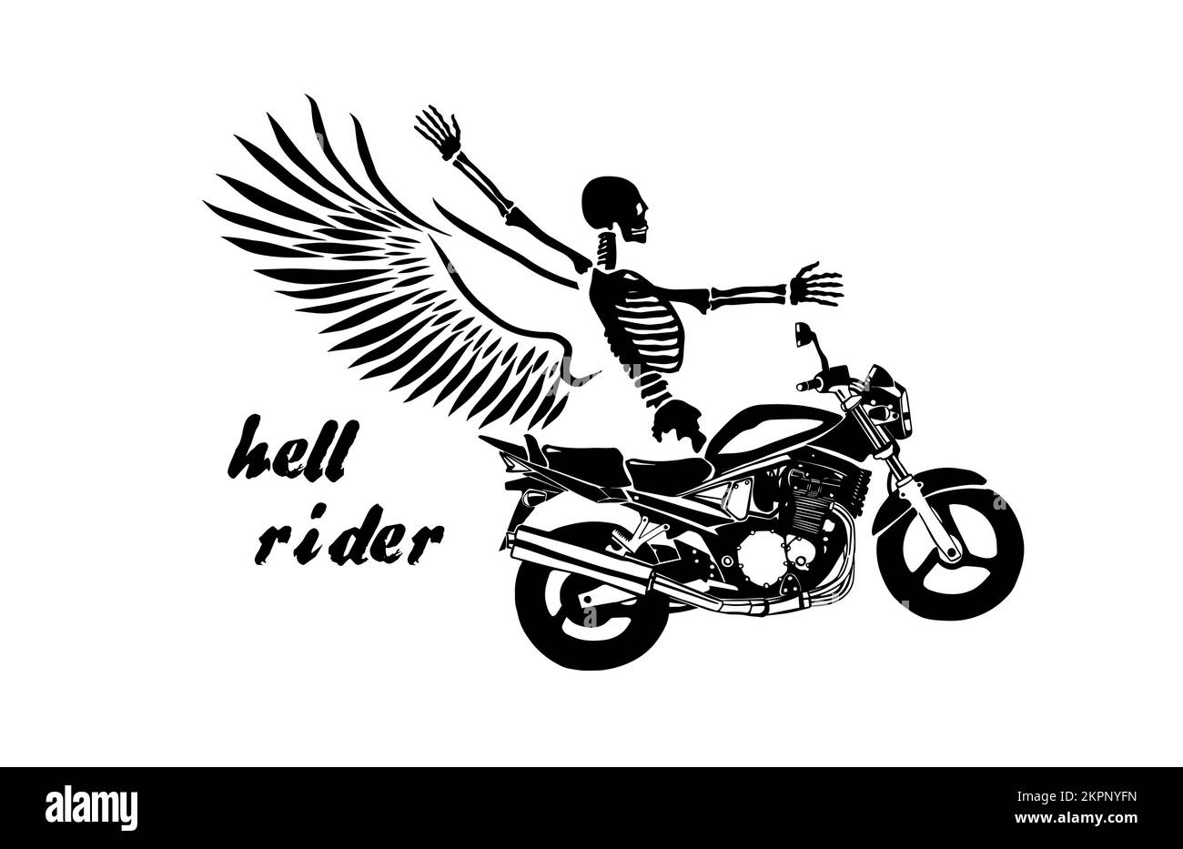 The skeleton rides a motorcycle. Happy Halloween. Vector illustration ...